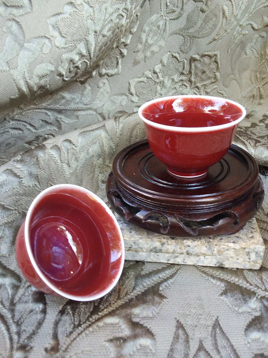 Ruby Red Cups Glazed Ceramic Tea Cups * Set of 2 – B. Fuller's Mortar ...